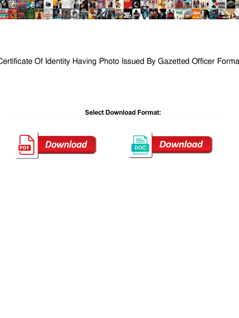 Fillable Online Certificate Of Identity Having Photo Issued By Gazetted ...