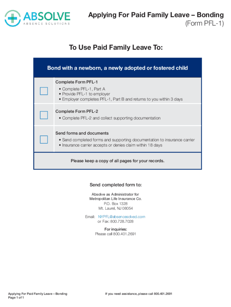 Fillable Online Fillable Applying For Paid Family Leave Bonding (Form ...