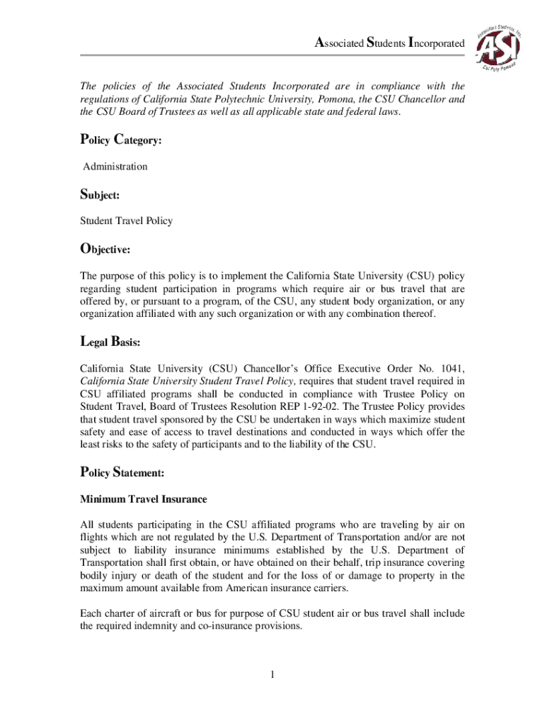 Fillable Online ASI Policy Template Fax Email Print - pdfFiller