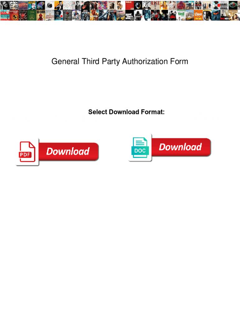 Fillable Online General Third Party Authorization Form. General Third ...