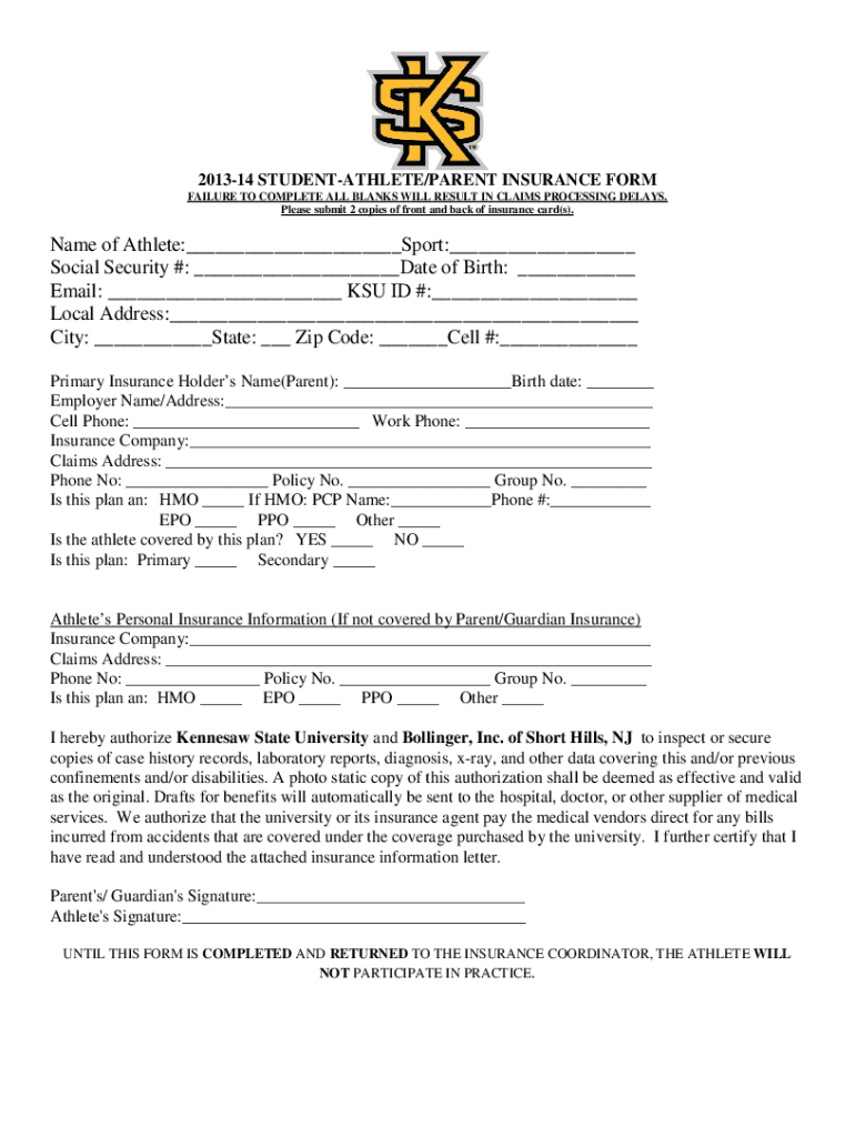 Fillable Online Sports Medicine Staff - Kennesaw State University ...