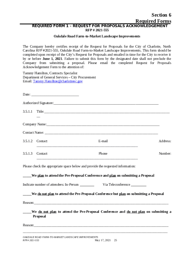 REQUIRED 1 - REQUEST FOR PROPOSALS ACKNOWLEDGEMENT Doc Template | pdfFiller