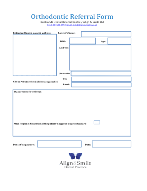 Fillable Online Orthodontic Referral Form - Align&Smile Fax Email Print ...