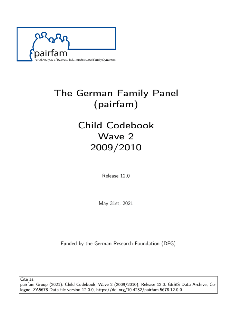 Fillable Online The German Family Panel (pairfam) Child Codebook Wave 2 ...
