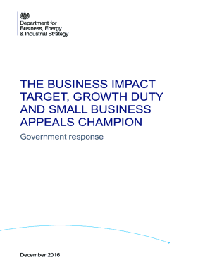 Fillable Online Business Impact Target, Growth Duty and Small Business ...