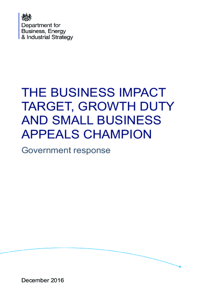 Fillable Online Business Impact Target, Growth Duty and Small Business ...