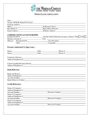 Fillable Online OFFICE LEASE APPLICATION Fax Email Print - pdfFiller