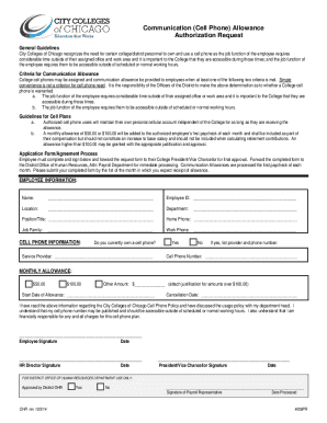 Fillable Online Communication (Cell Phone) Allowance Authorization ...