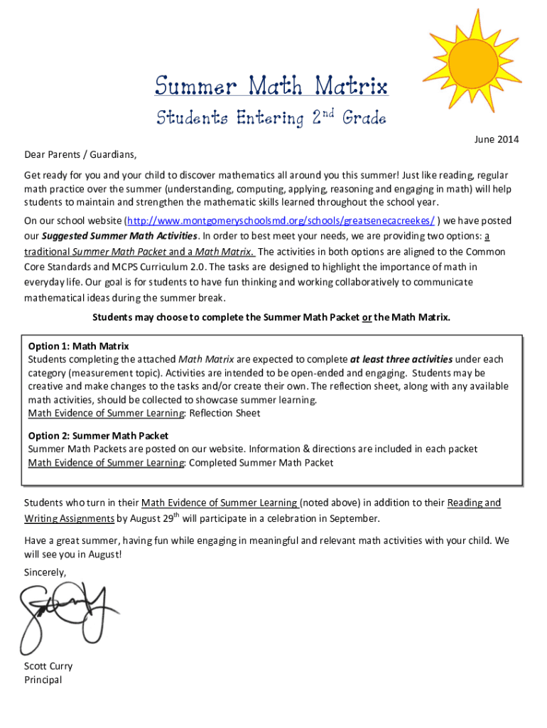 Fillable Online ENTERING 2ND GRADE SUMMER LEARNING PACKETS on cg ...