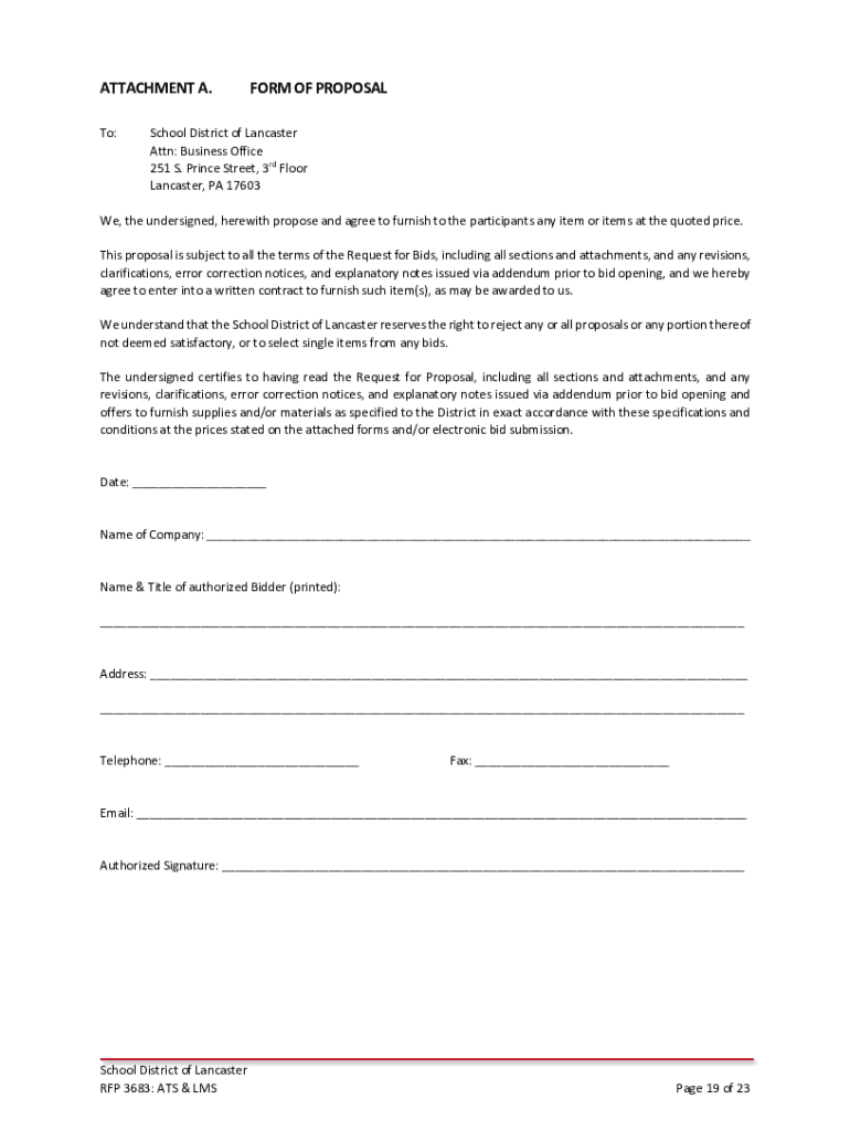 Fillable Online REQUEST FOR PROPOSALS # 3683 for Applicant Tracking ...