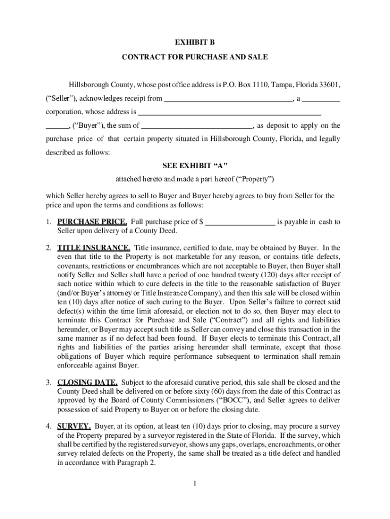 Fillable Online Fill - Free fillable EXHIBIT B CONTRACT FOR PURCHASE ...