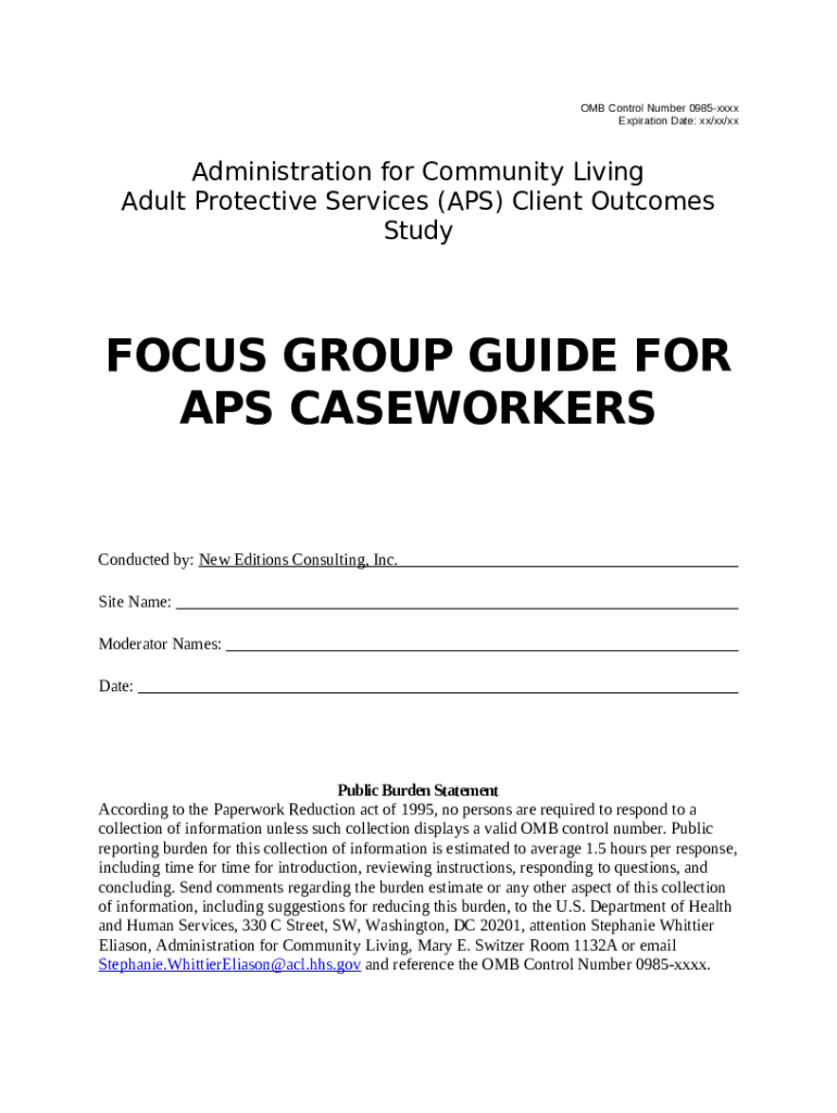 FOCUS GROUP GUIDE FOR APS CASEWORKERS Doc Template | pdfFiller