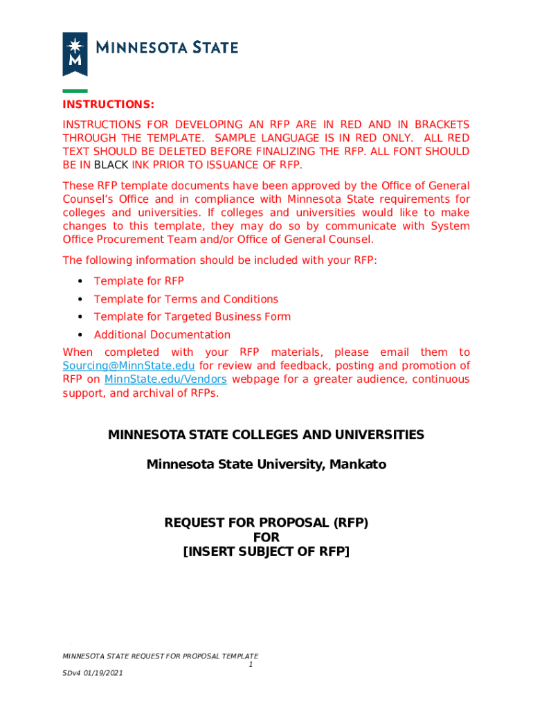 Minnesota State Request for Proposal Doc Template | pdfFiller