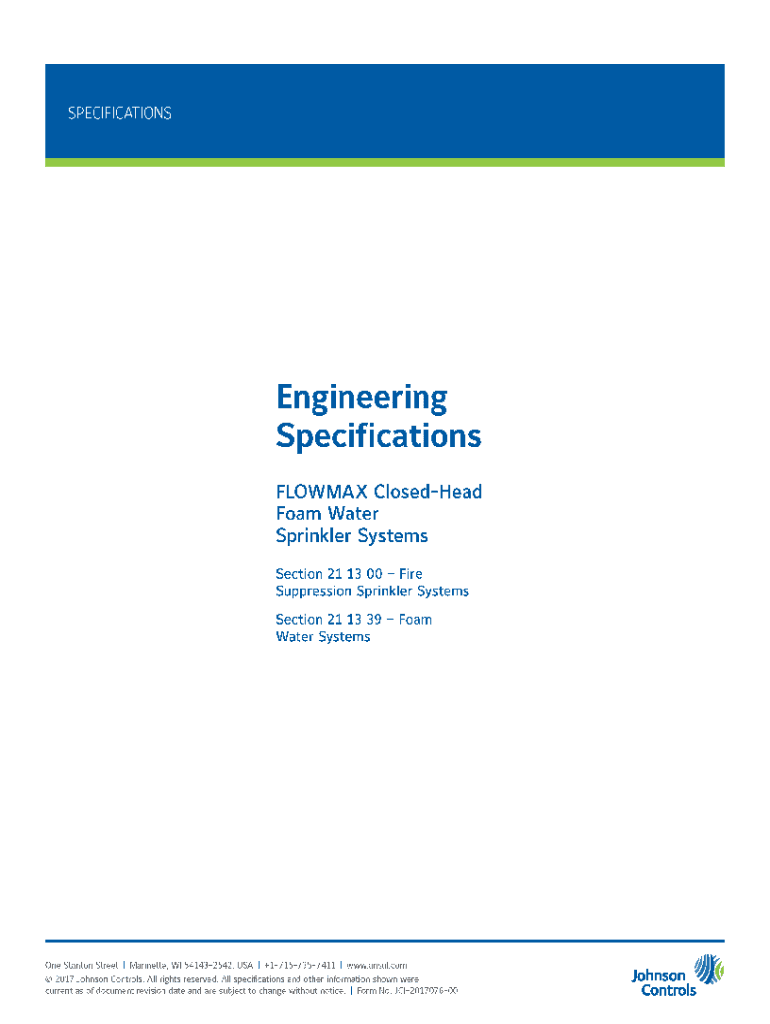 Johnson Controls, Inc. FLOWMAX Closed-Head Foam-Water Sprinkler Systems ...