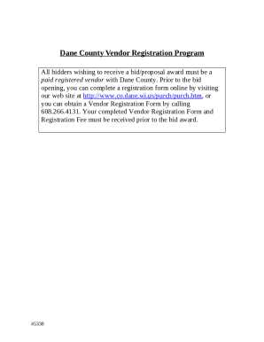 Online Dane County Vendor Registration Program ... Doc Template | pdfFiller