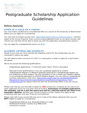 january 2019 postgraduate scholarship application Doc Template | pdfFiller