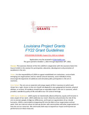 Fillable Online Louisiana Project Grants FY22 Grant Guidelines Fax ...