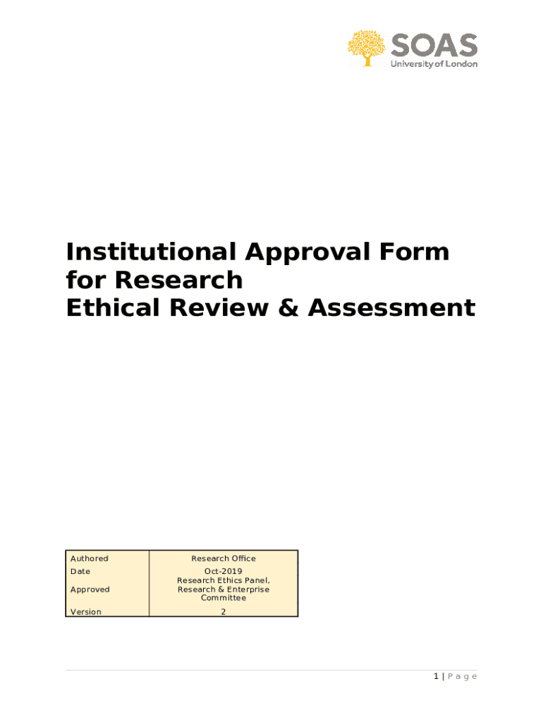 Institutional Approval for Research, SOAS University of London Doc ...