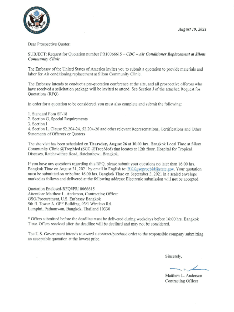 Fillable Online SF-18 OR SF-1442 COVER SHEET D. INSPECTION AND ...