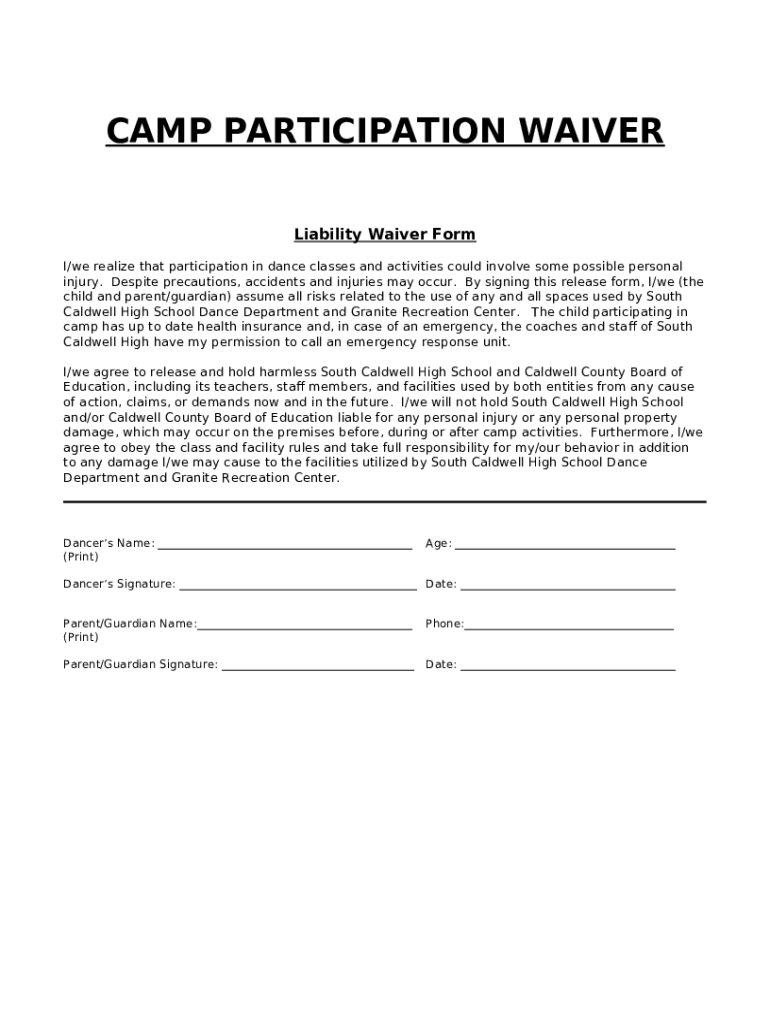 Free Liability Release Liability Waiver Doc Template | pdfFiller