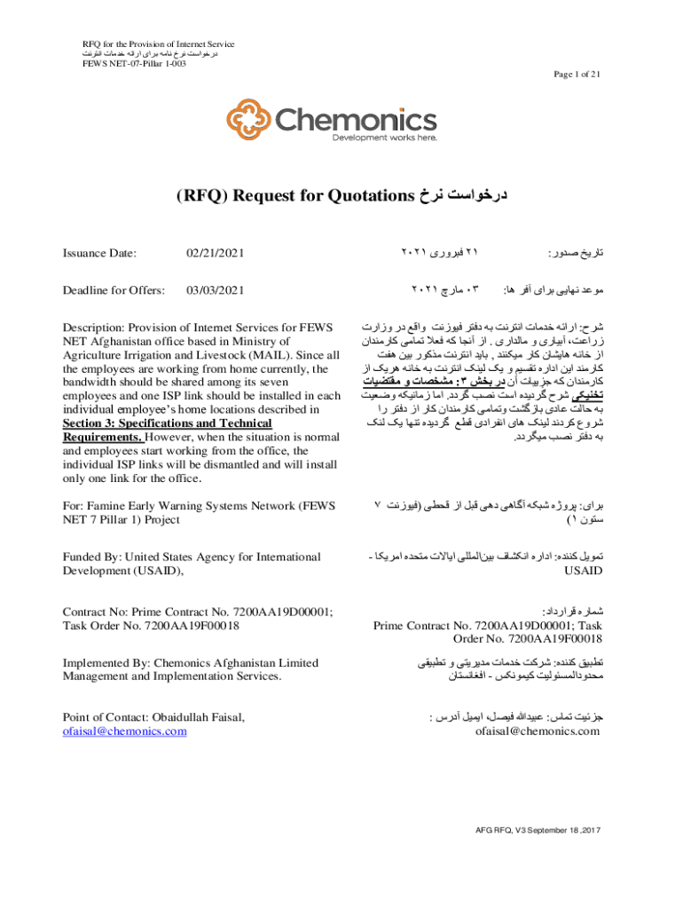 Fillable Online (RFQ) Request for Quotations - ACBAR Fax Email Print ...