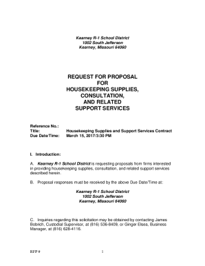 Fillable Online REQUEST FOR PROPOSAL FOR HOUSEKEEPING SUPPLIES ... Fax ...