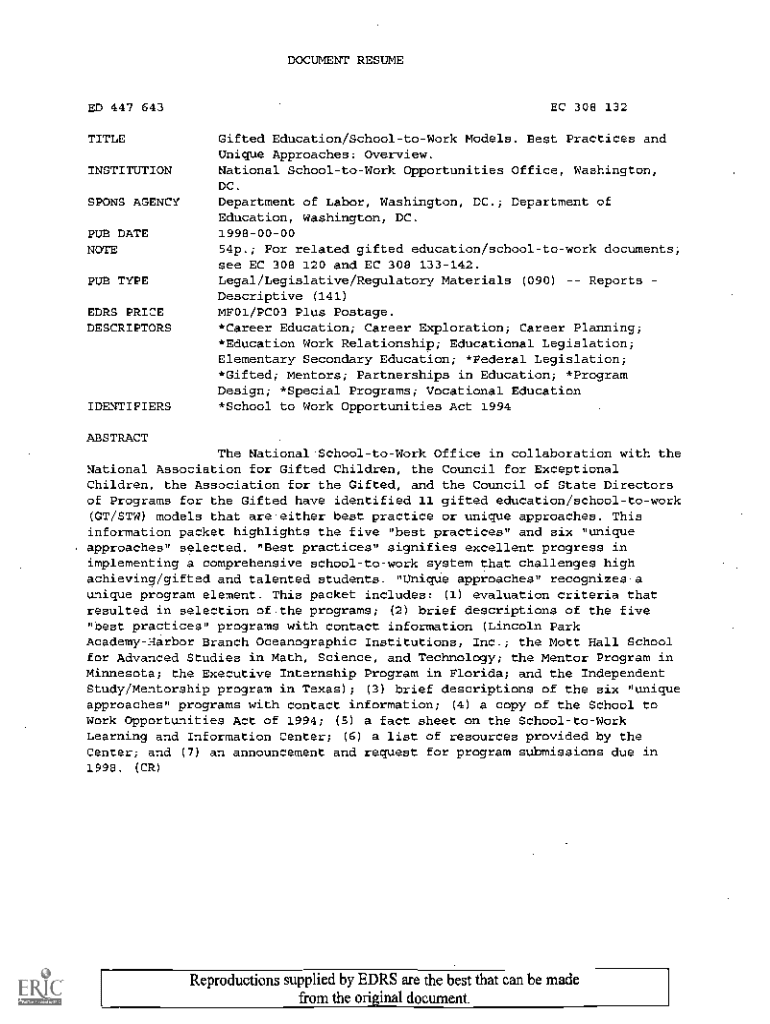 Fillable Online ED445674 - ERIC - Education Resources Information ...