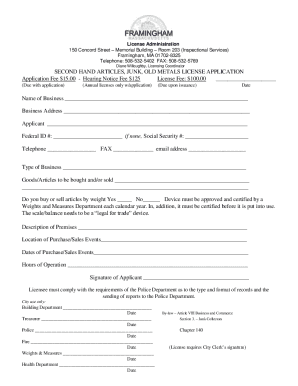 Fillable Online Second Hand, Junk Dealer Application Fax Email Print ...