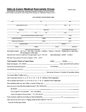 Fillable Online .NEW PATIENT INFORMATION FORM Fax Email Print - pdfFiller