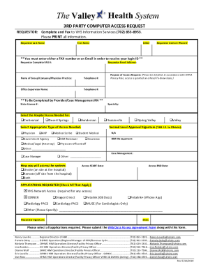 Fillable Online 3RD PARTY COMPUTER ACCESS REQUEST - The Valley ... Fax Email Print - pdfFiller