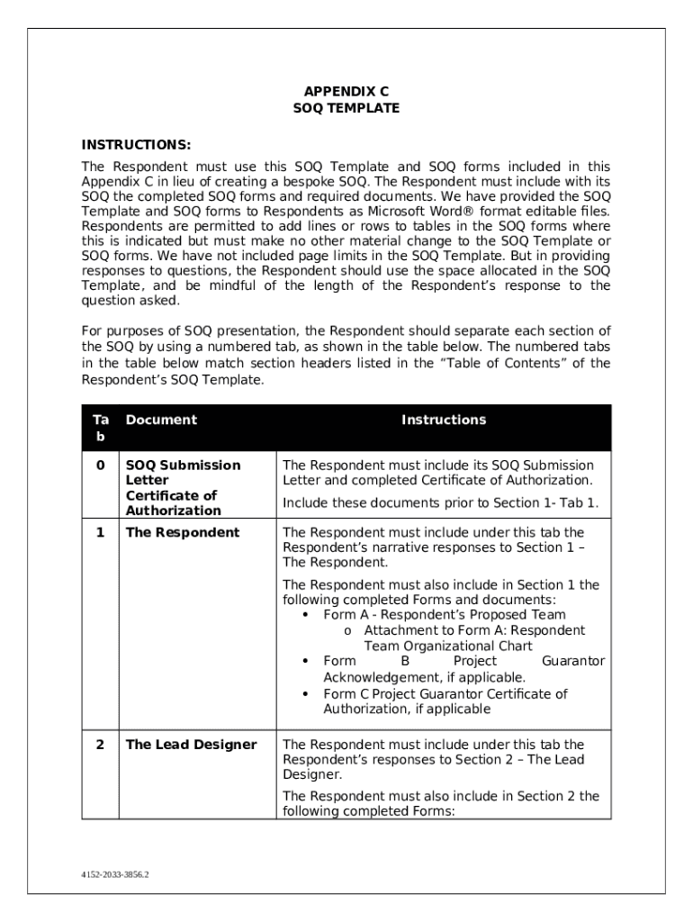 SOQ TEMPLATE Doc Template | pdfFiller