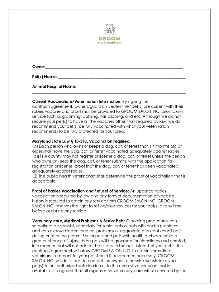 Fillable Online Client Grooming Release Form.doc Fax Email Print ...