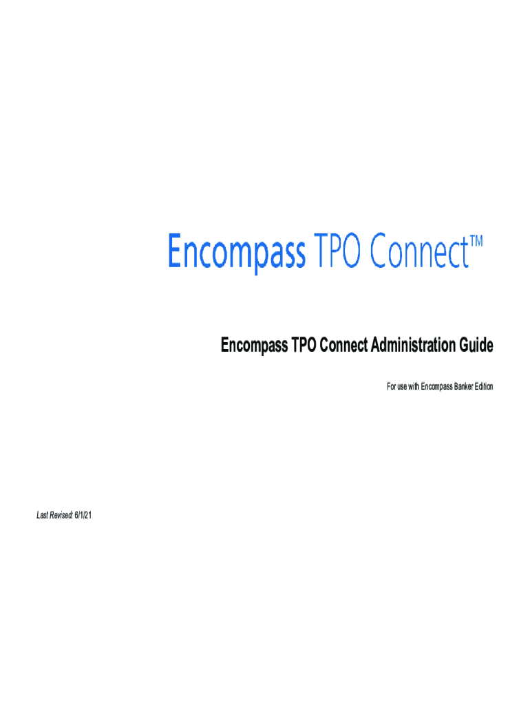 Fillable Online Encompass TPO Connect Administration Guide Fax Email ...