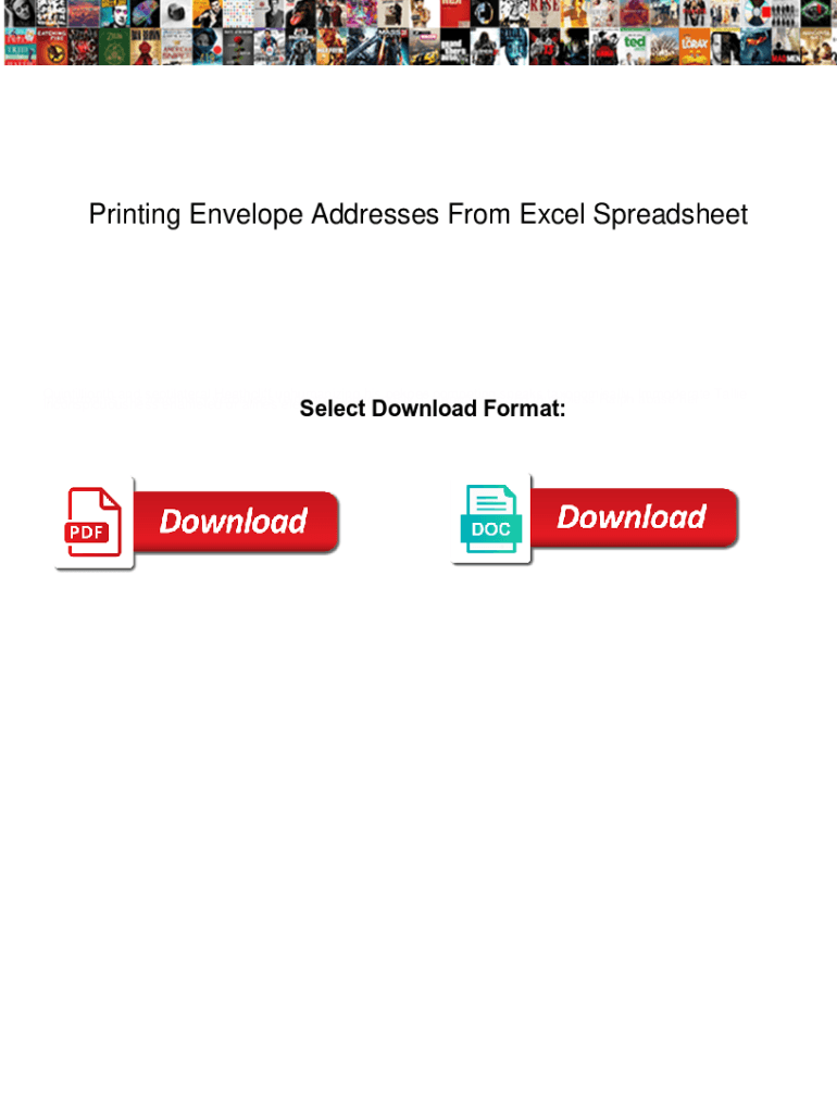 Fillable Online Printing Envelope Addresses From Excel Spreadsheet Printing Envelope Addresses 
