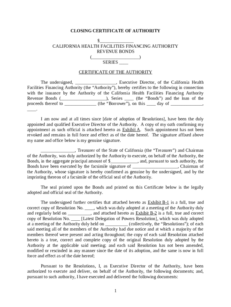 Closing Certificate of Authority. Closing Certificate of Authority Doc ...