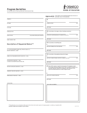 Fillable Online Program Deviation form Fax Email Print - pdfFiller