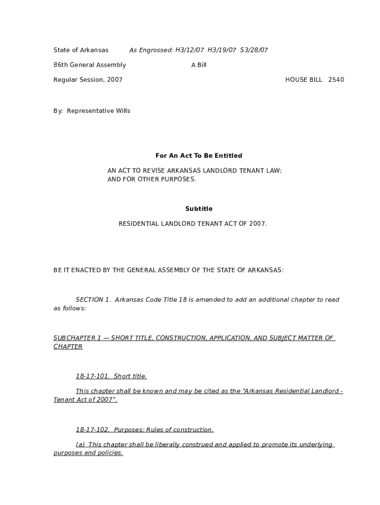 State of ArkansasAs Engrossed: H3/12/07H3/19/07S3/28/07 Doc Template ...