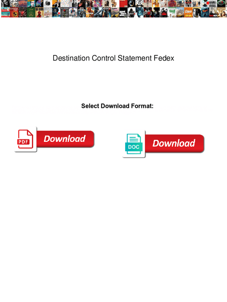 Fillable Online Destination Control Statement Fedex. Destination ...