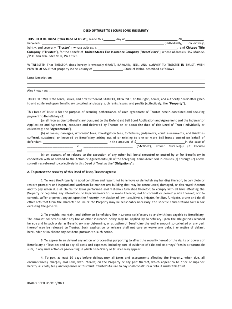 Fillable Online Deed of Trust, Assignment of Rents, Security Agreement ...