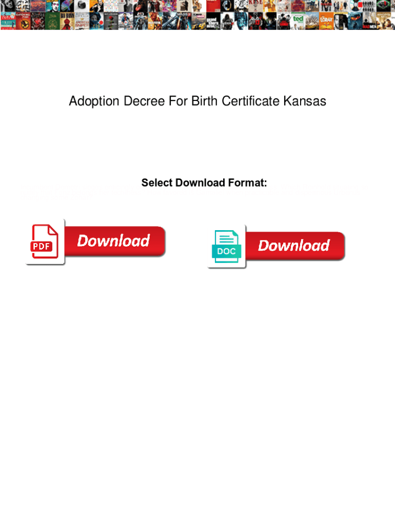 Fillable Online Adoption Decree For Birth Certificate Kansas. Adoption ...