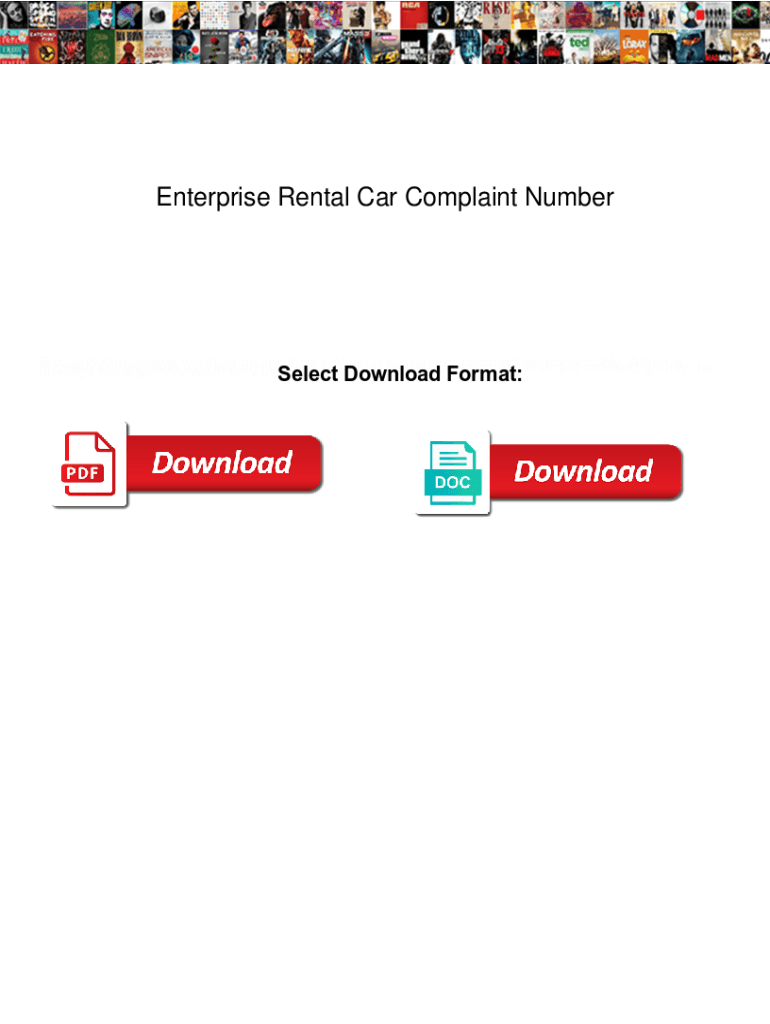 Fillable Online Enterprise Rental Car Complaint Number. Enterprise ...