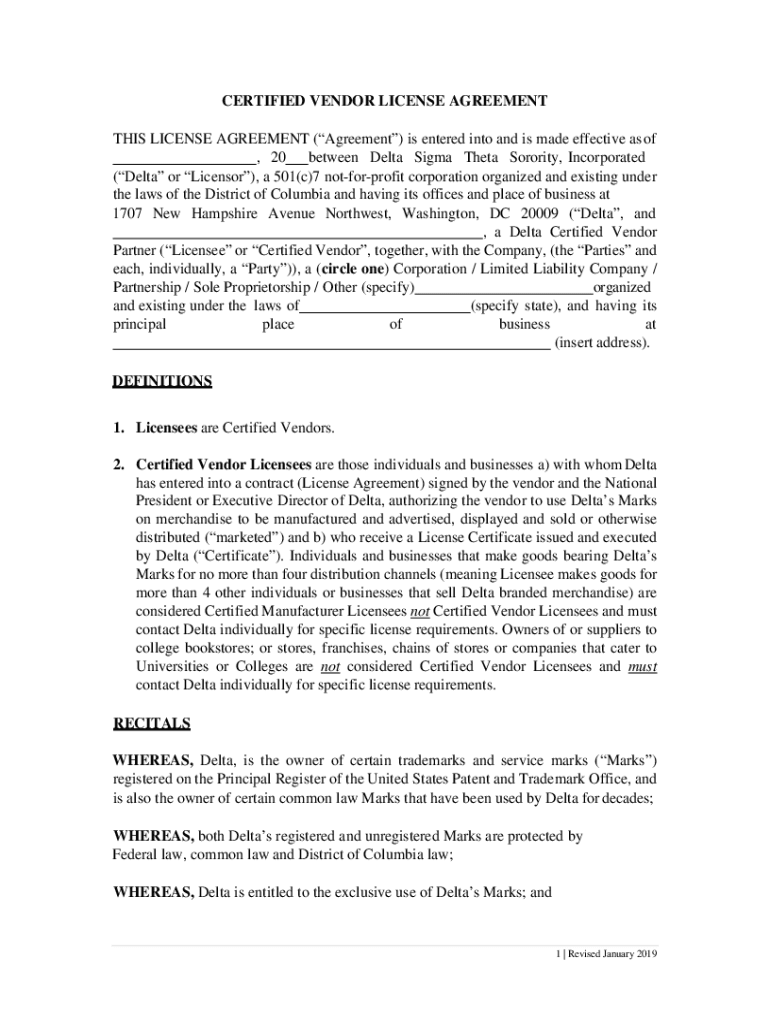 Fillable Online Vendor License Agreement Sample ContractsLaw Insider ...