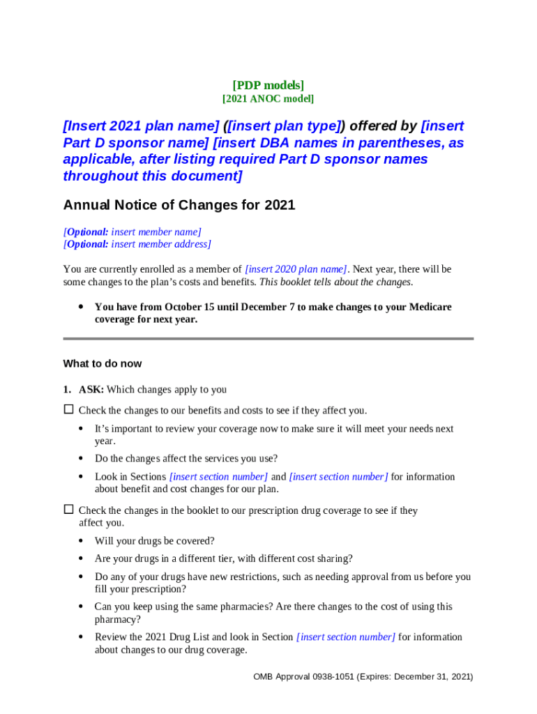2020 Medicare Prescription Drug Plan (PDP) Annual Notice of Change ...