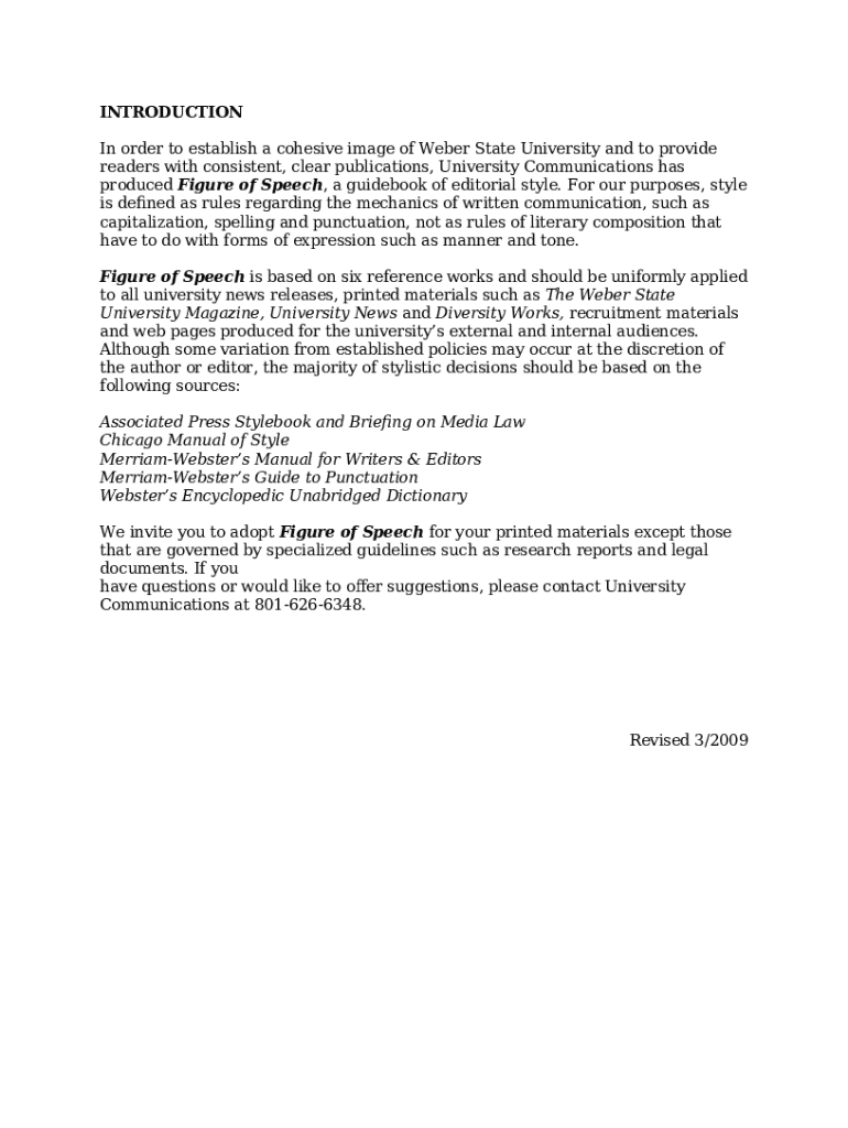 WSU Writing Style Guide - Weber State University - faculty weber Doc ...