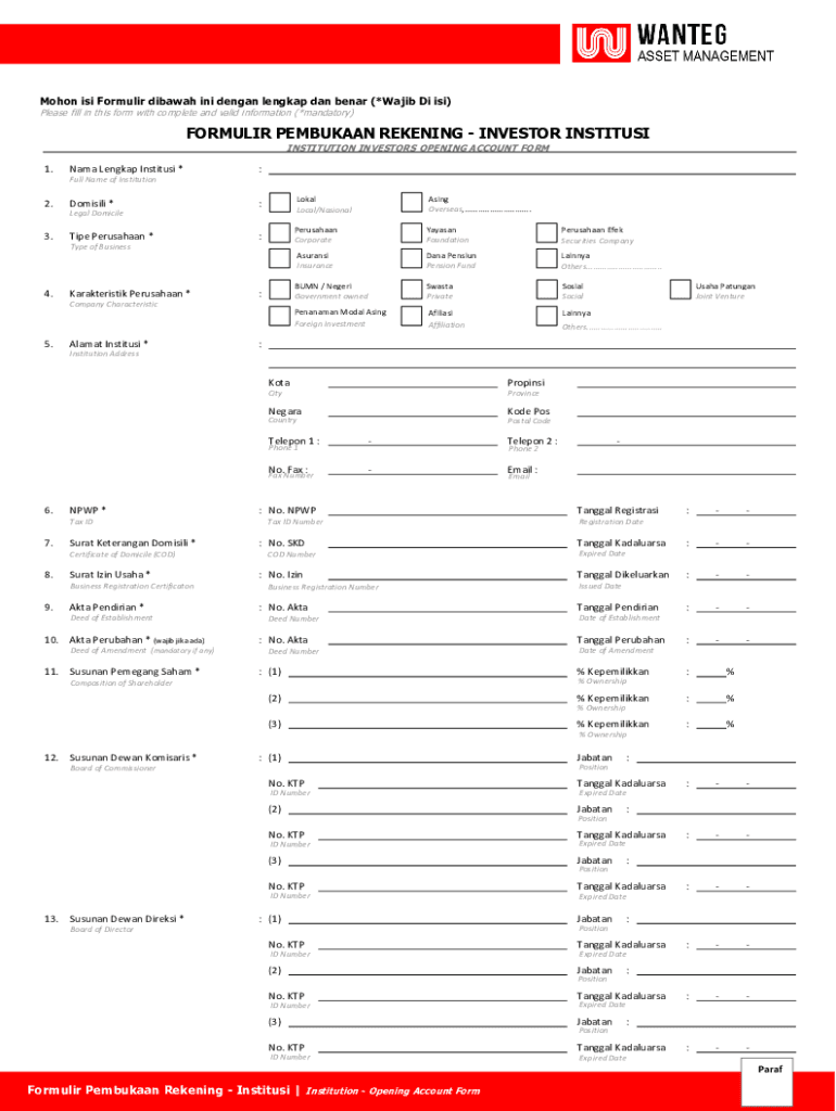 Fillable Online FORMULIR PEMBUKAAN REKENING/ ACCOUNT OPENING FORM ...
