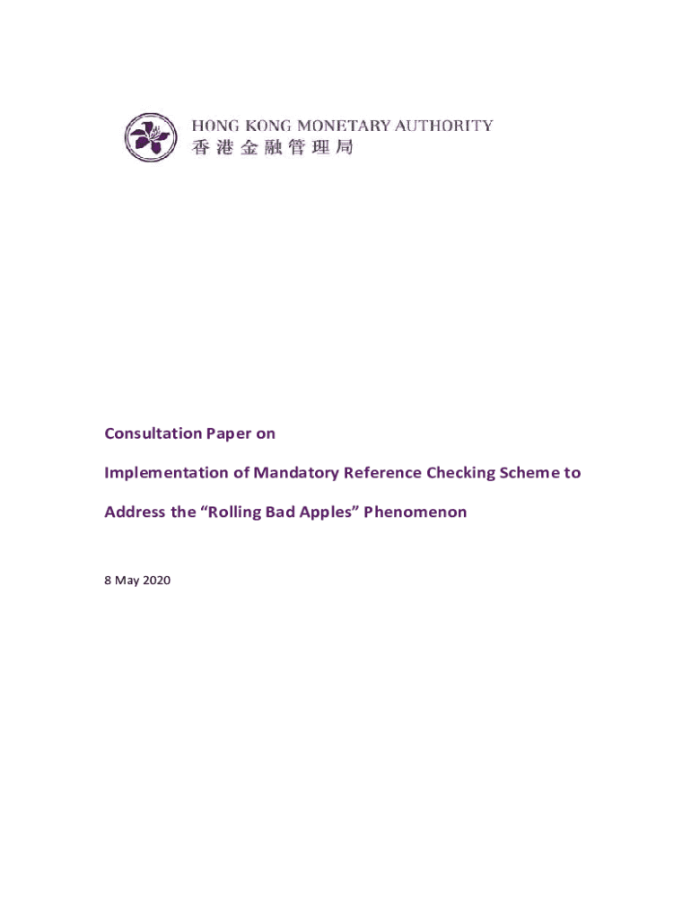 Fillable Online Consultation Paper on Implementation of Mandatory Reference Checking Scheme to ...