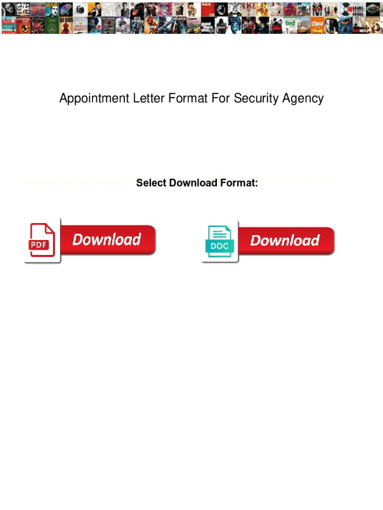 Fillable Online Appointment Letter Format For Security Agency ...