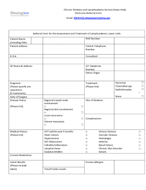 Fillable Online EHS Lymphoedema referral form Fax Email Print - pdfFiller