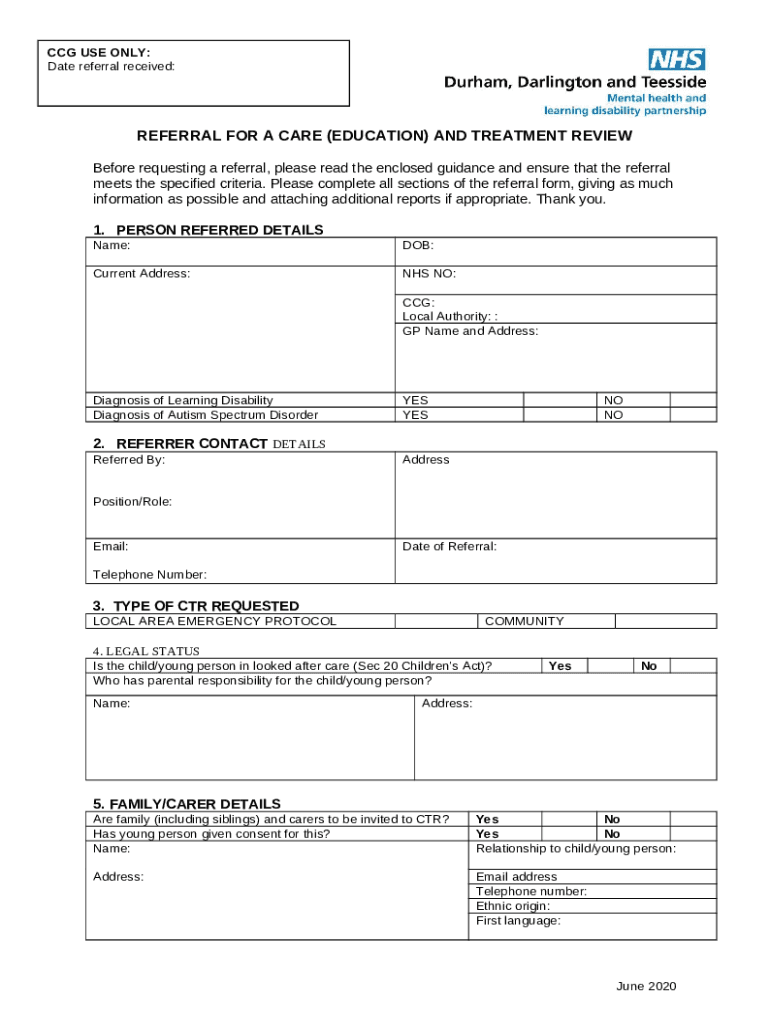 Referral to Community Learning Disability Team Doc Template | pdfFiller