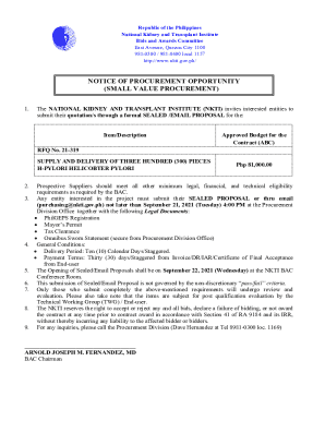 Fillable Online NOTICE OF PROCUREMENT OPPORTUNITY SMALL VALUE ...